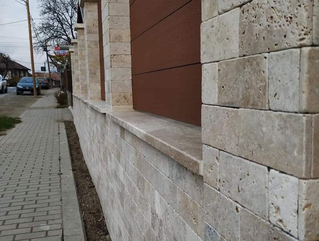 Placi Travertin Classic Antichizat. Placare baie, gard, soclu, fatada