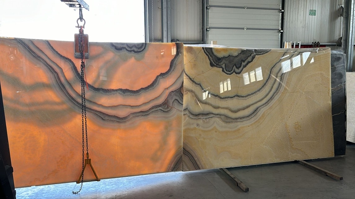 Onix Orange placaj perete decorativ, panou backsplash, blaturi